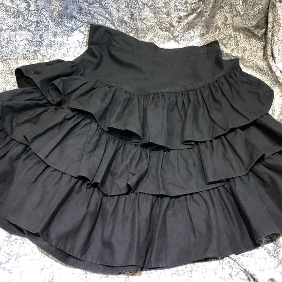Skirts | Vintage 8s Black Ruffle Skirt 9 10 Small | Poshmark